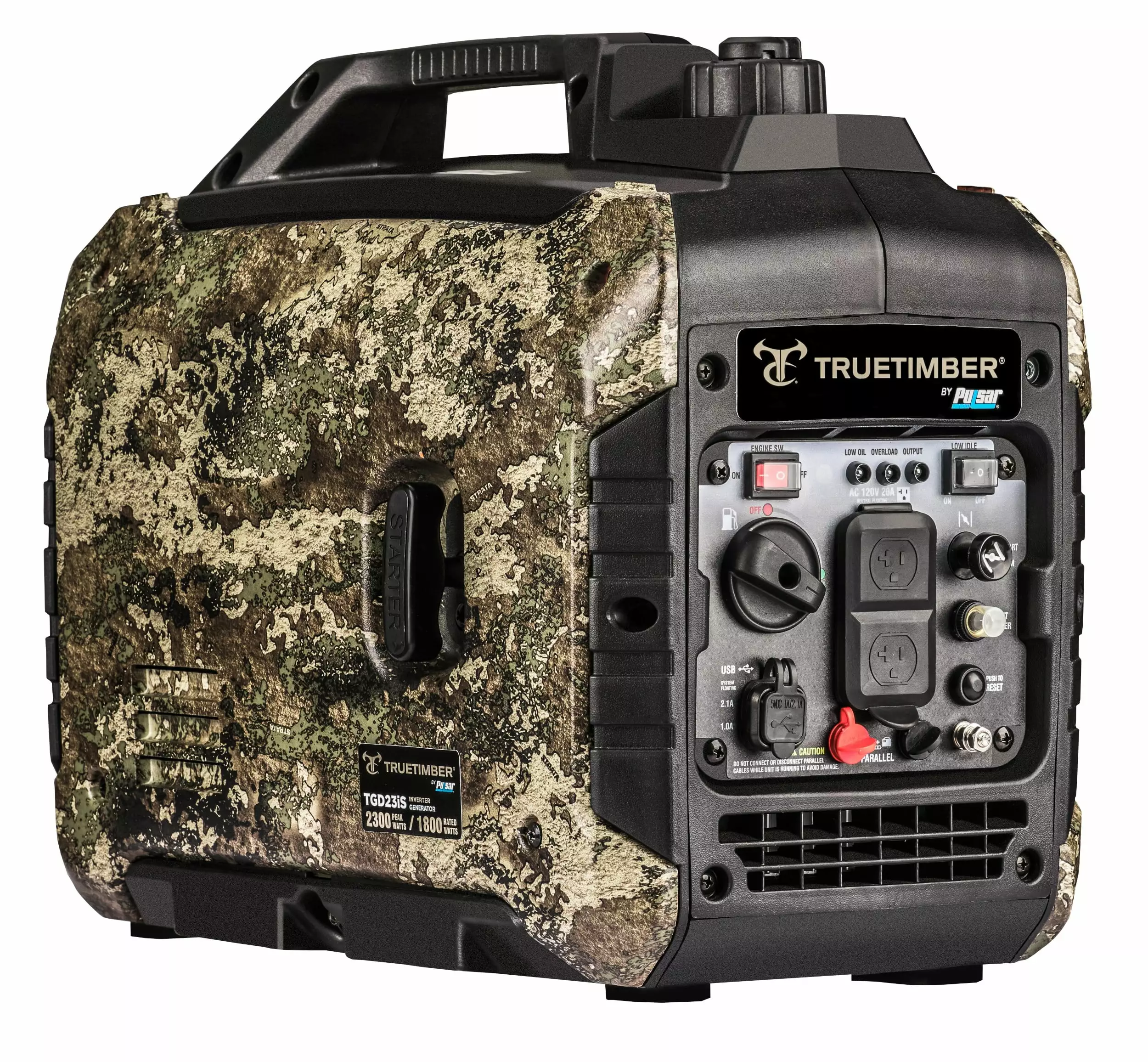 Truetimber 2300-Watt Super Quiet Gasoline Powered Inverter Generator By Pulsar - Outdoor Power ...