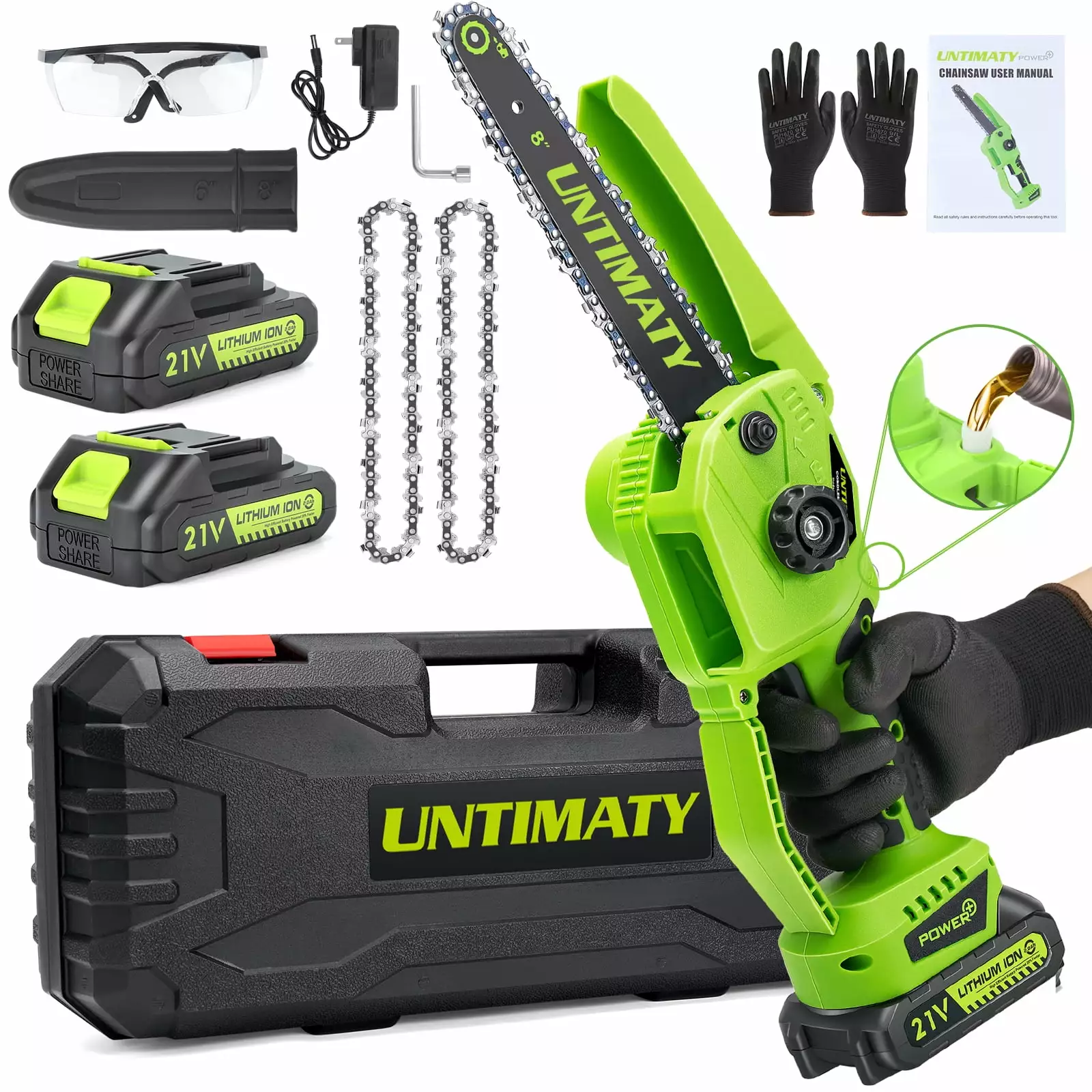 UNTIMATY Mini Chainsaw. 8inch Cordless Chainsaw. Brushless Electric ...