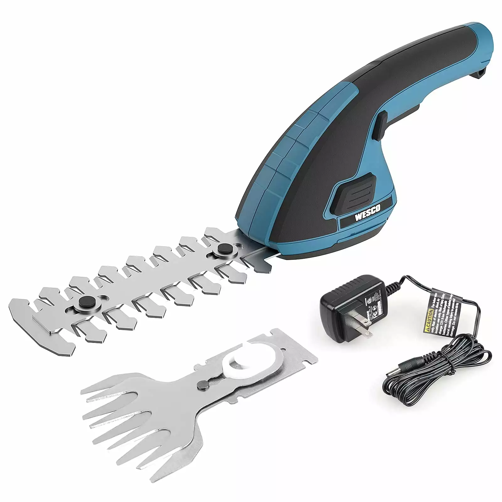 WESCO 7.2V Grass Shears Hedge Trimmer. 2-in-1 Handheld Shrub Trimmer ...