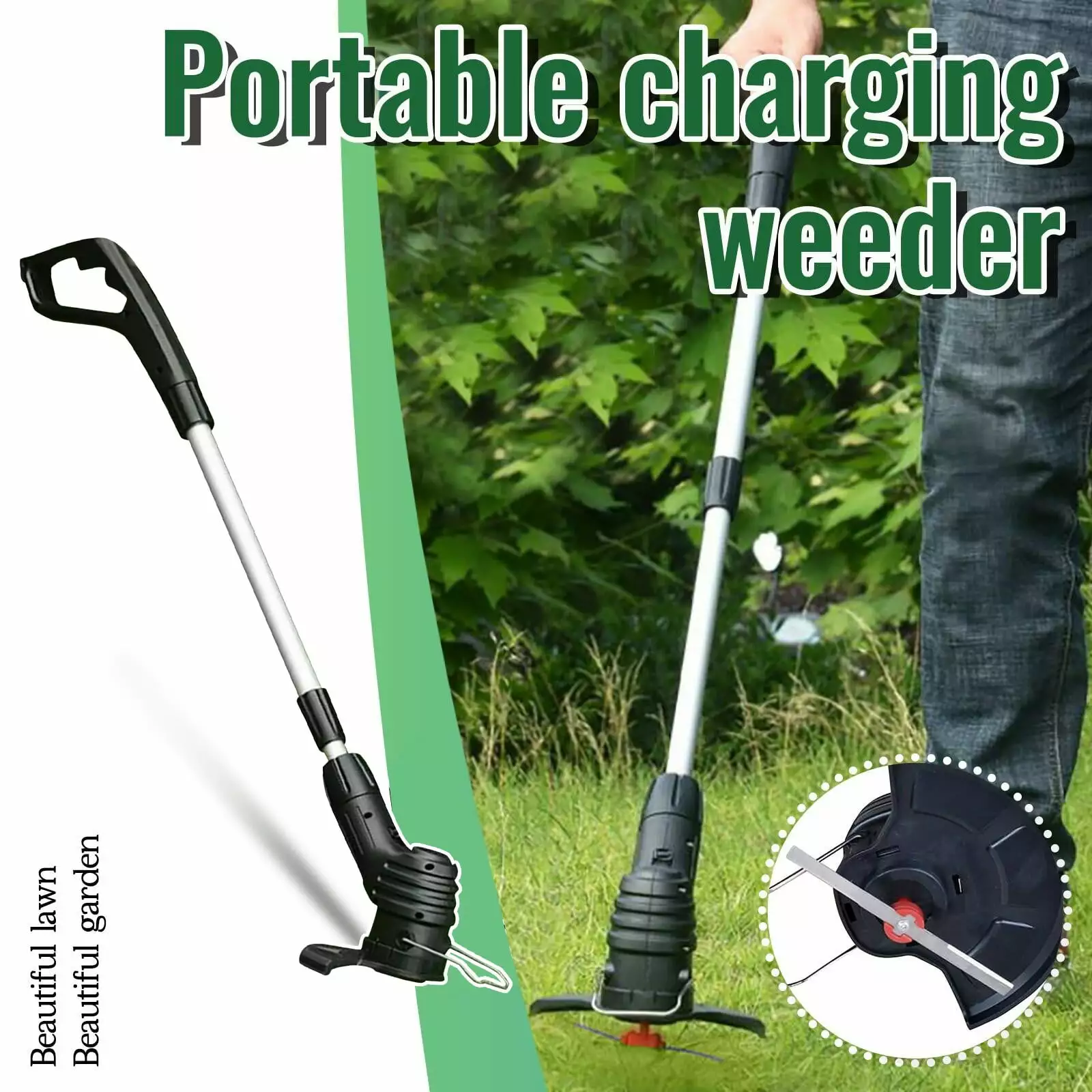 Wireless Rechargeable Trimmer 41 Automatic Feed Electric String Trimmer ...