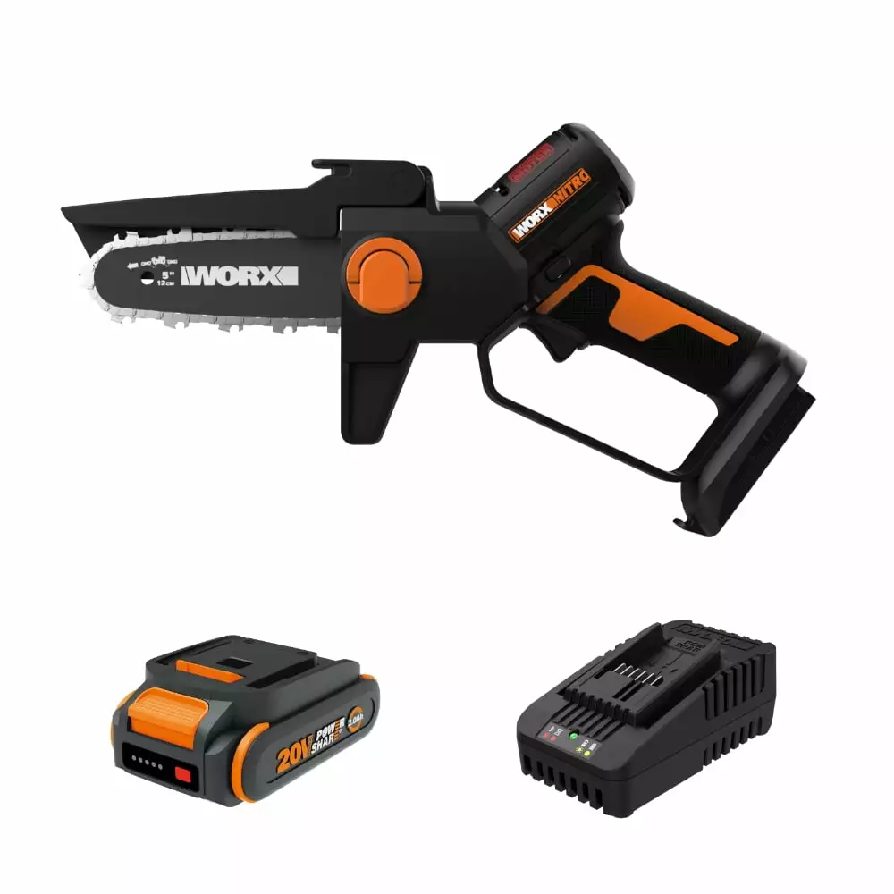 Worx Nitro WG325 20V Powerdistribute Brushless 5 Cordless Pruning Saw ...