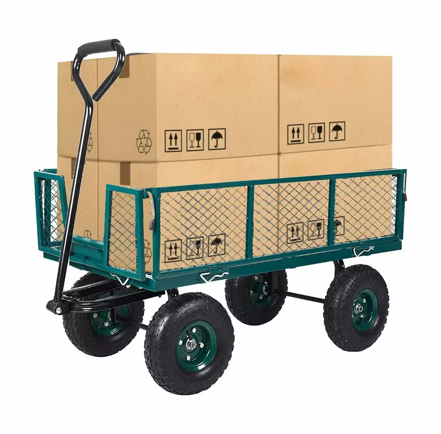 YhbSmt Four-Wheel Trailer Large Folding Wagon Side Cart 560lbs Load ...
