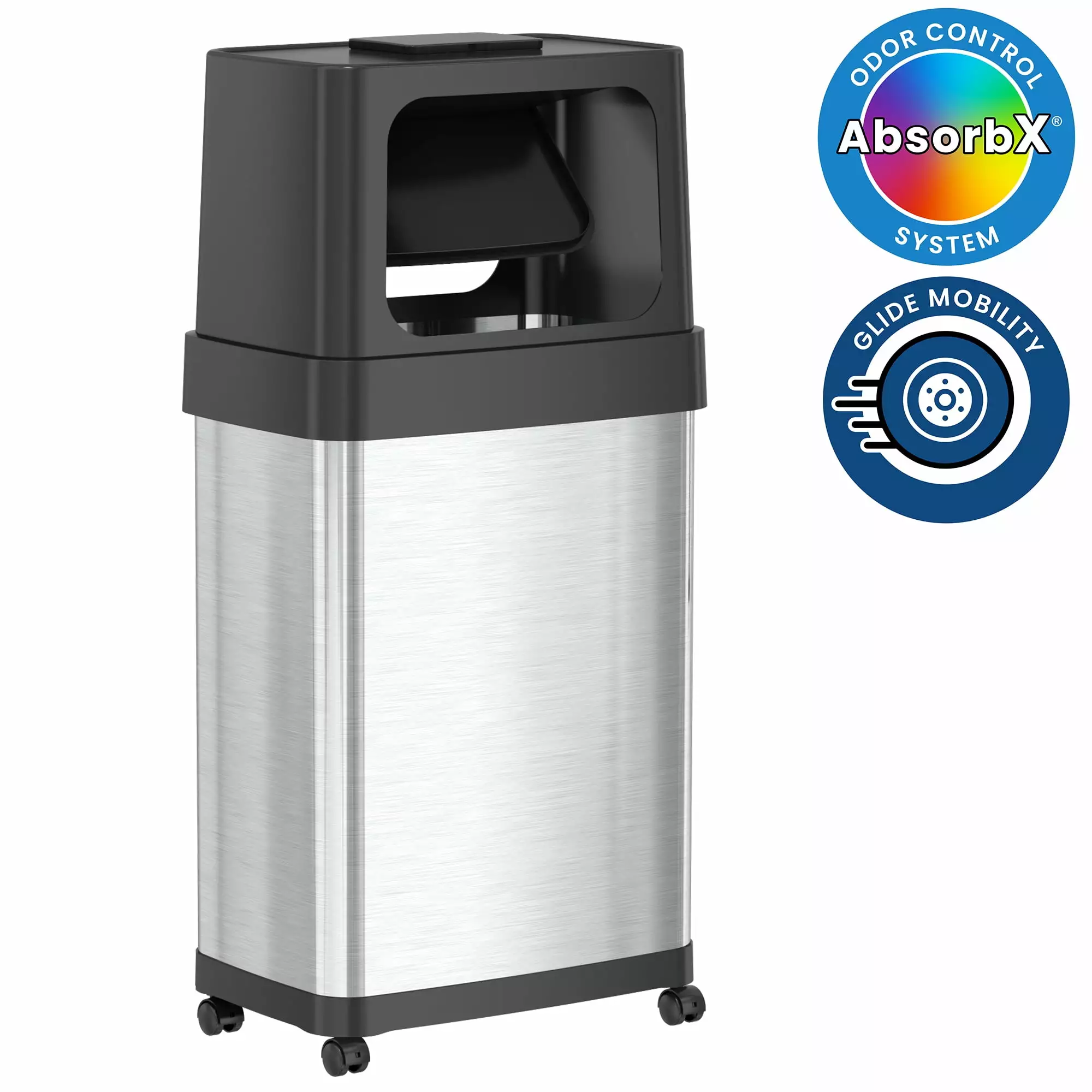 ITouchless 18 Gallon Rectangular Dual Push Door Stainless Steel Trash ...